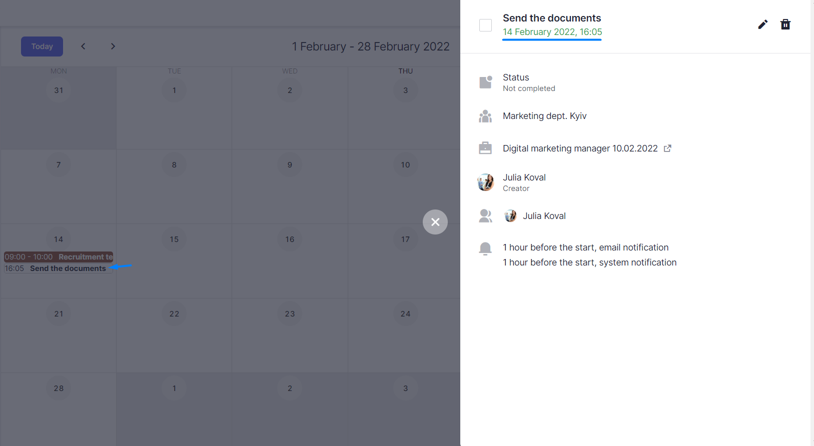 Tasks – Hedgehog System