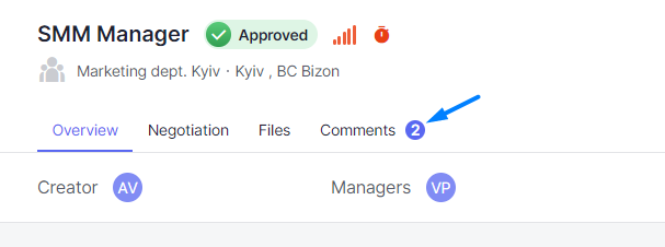 Comments added to a requisition profile – Hedgehog System