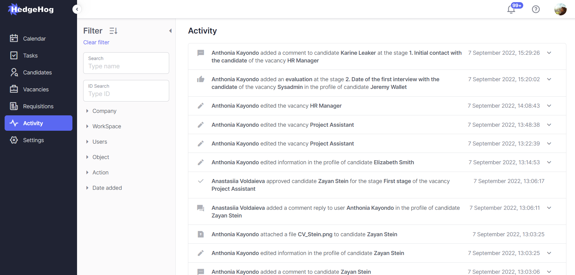 Activity – Hedgehog System