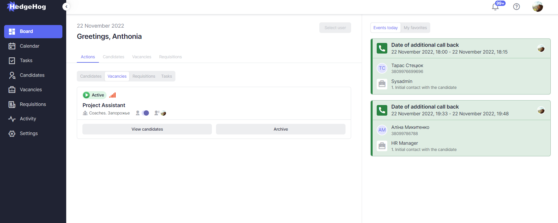 Board – Hedgehog System