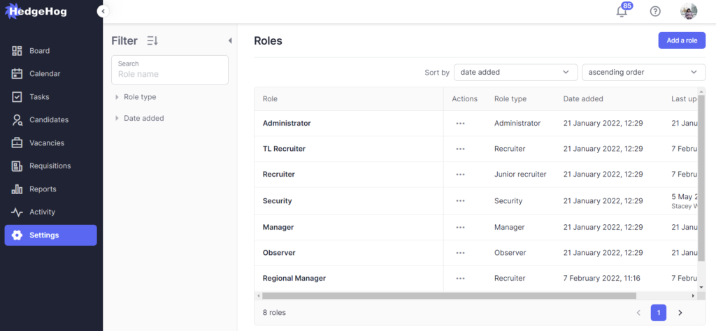 Roles – Hedgehog System