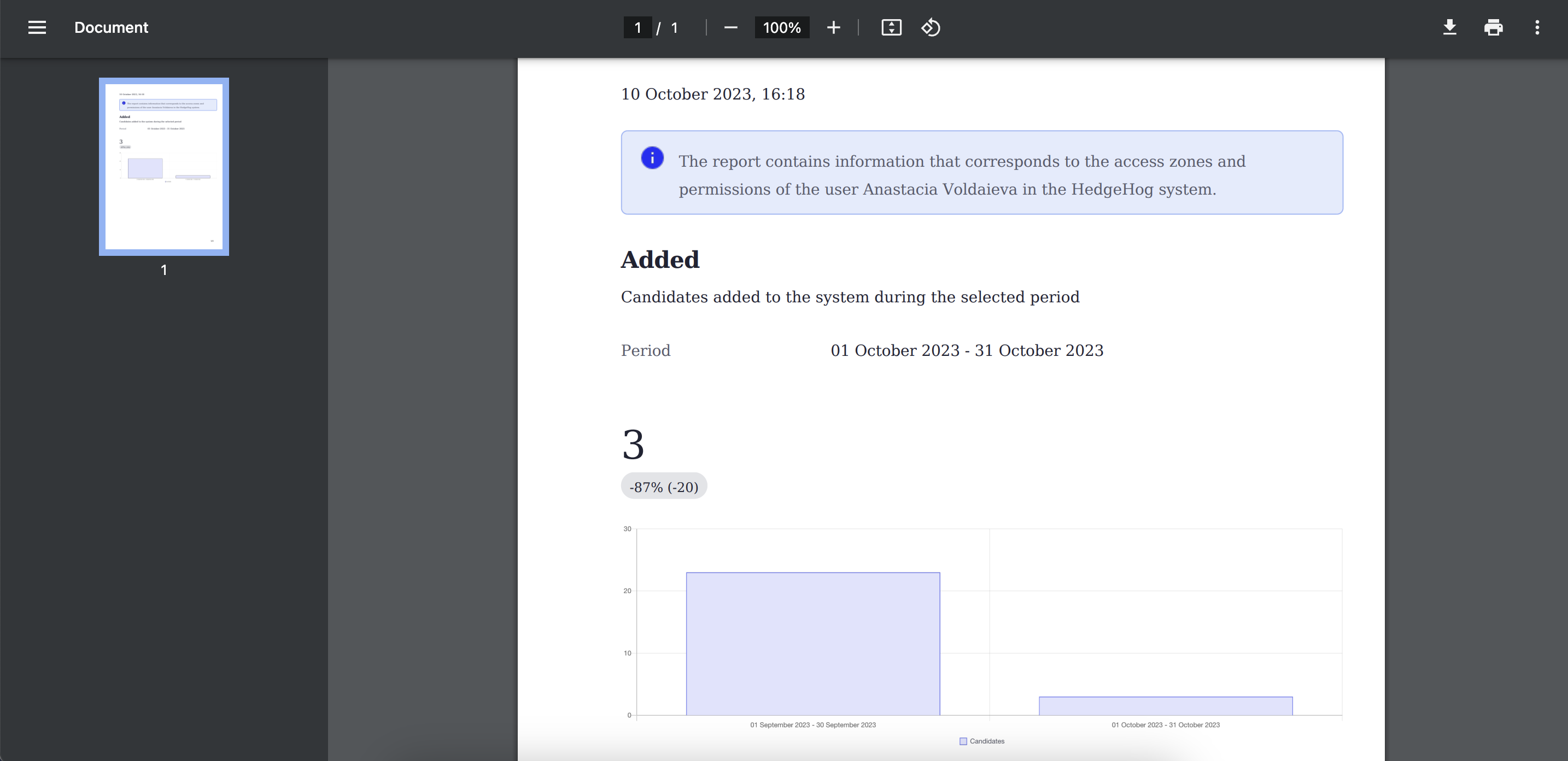 Downloading PDF and CSV – Hedgehog System