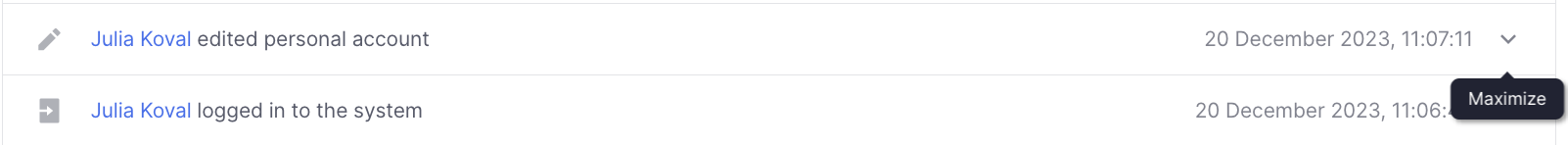 Activity display – Hedgehog System